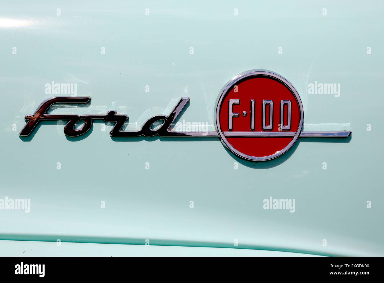 Chrome Script badge gleaming in the sunlight on the bonnet of a ...