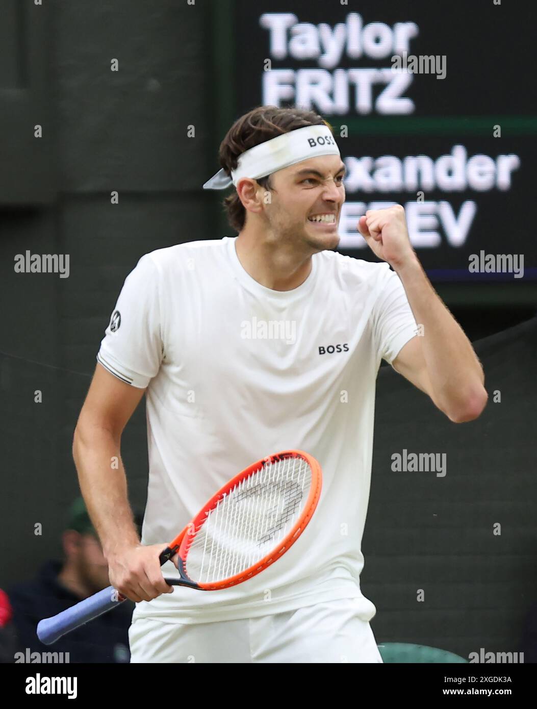 London, UK. 08th July, 2024. USA's Taylor Fritz celebrates victory in ...