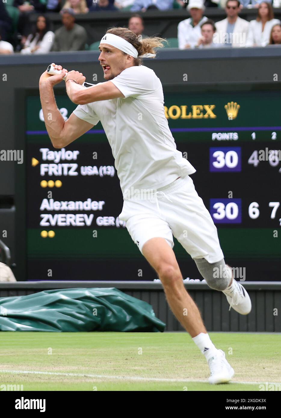 London, UK. 08th July, 2024. Germany's Alexander Zverev plays a ...