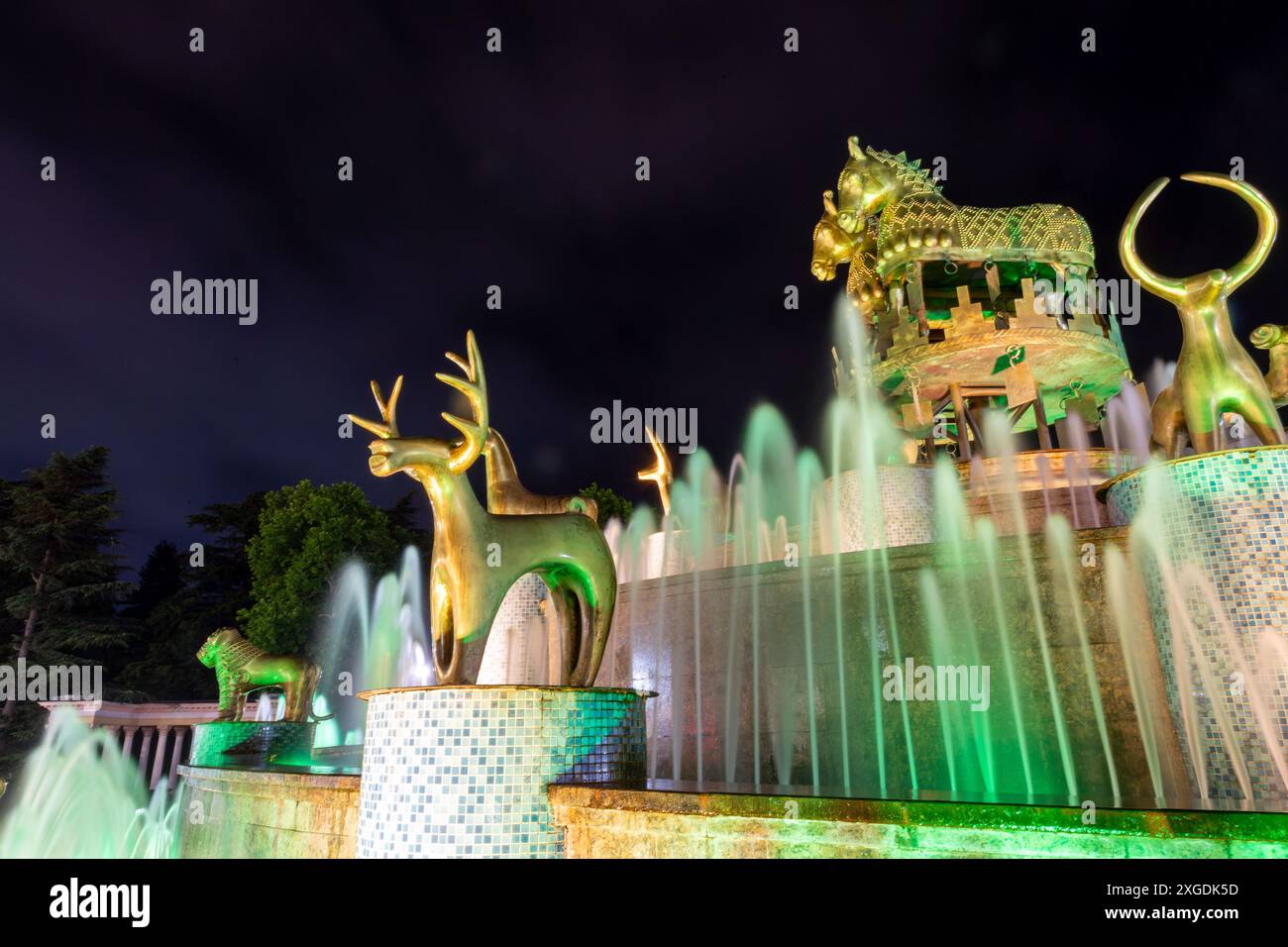 Colchis or Kolkha Fountain with thirty animal statues depicting the ...