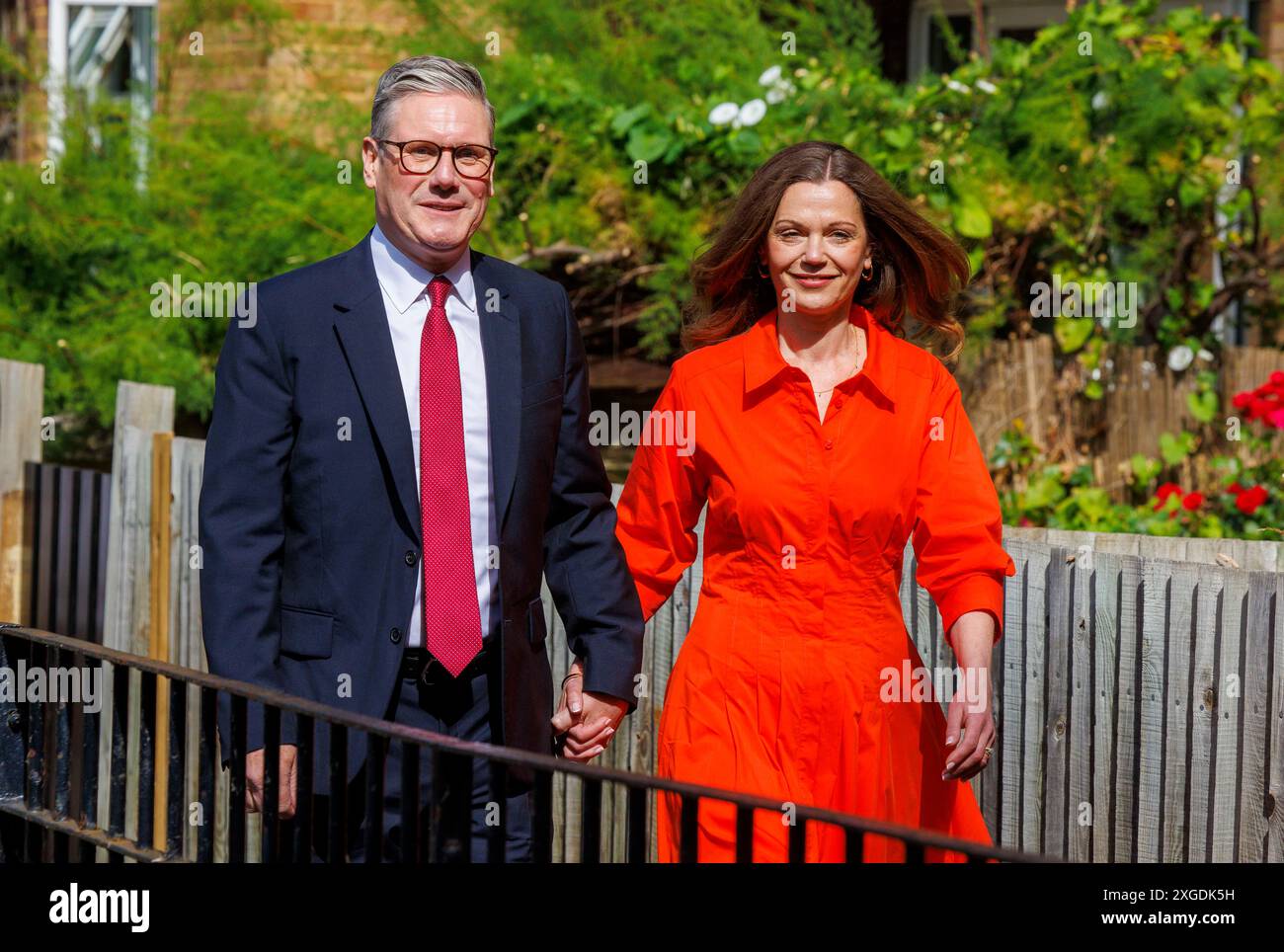 Keir Starmer and his wife Victoria, arrive at their local polling ...