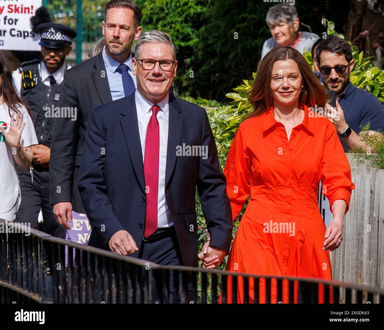 Keir Starmer and his wife Victoria, arrive at their local polling ...