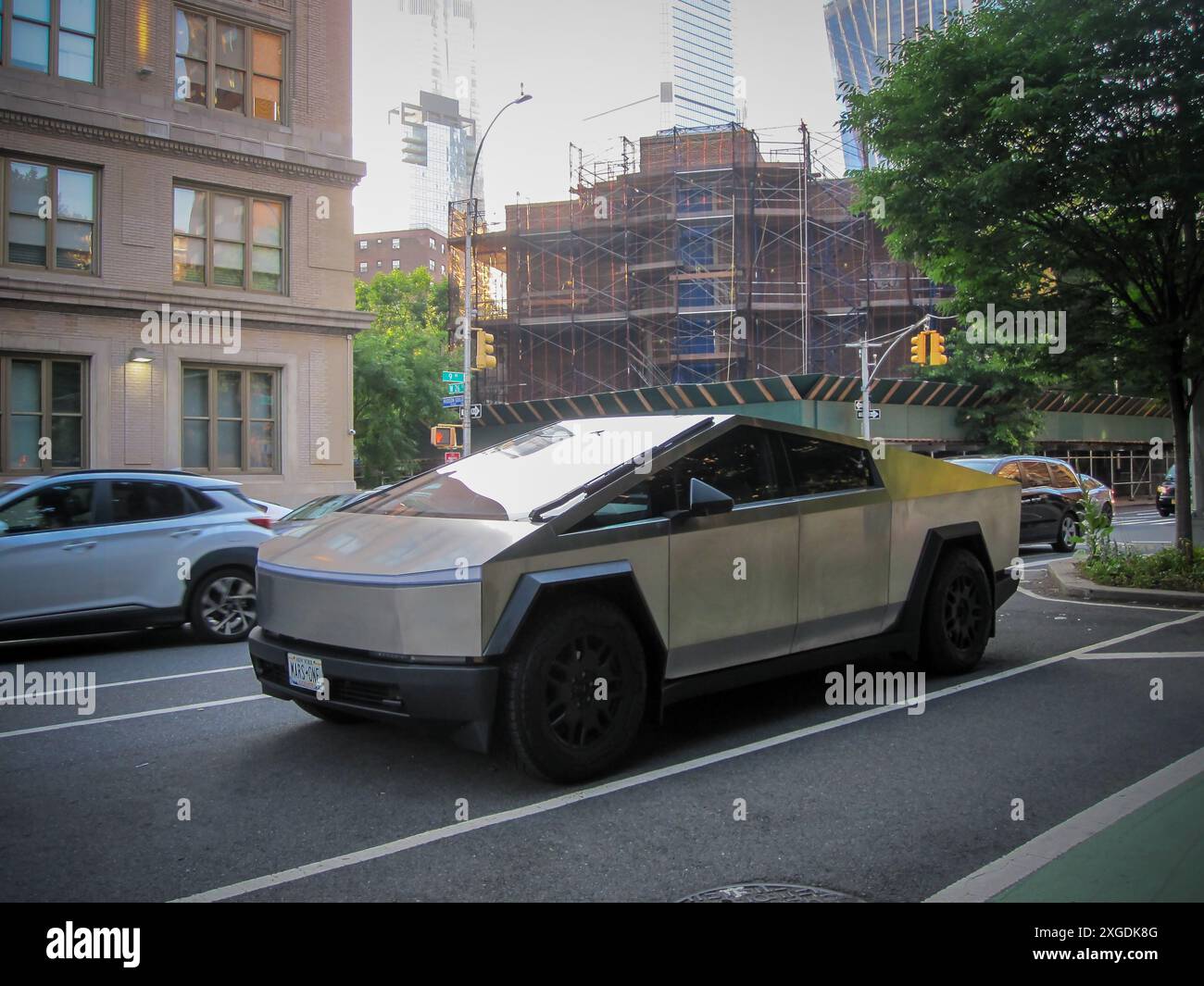 A Tesla Cybertruck parked in the Chelsea neighborhood in New York on ...