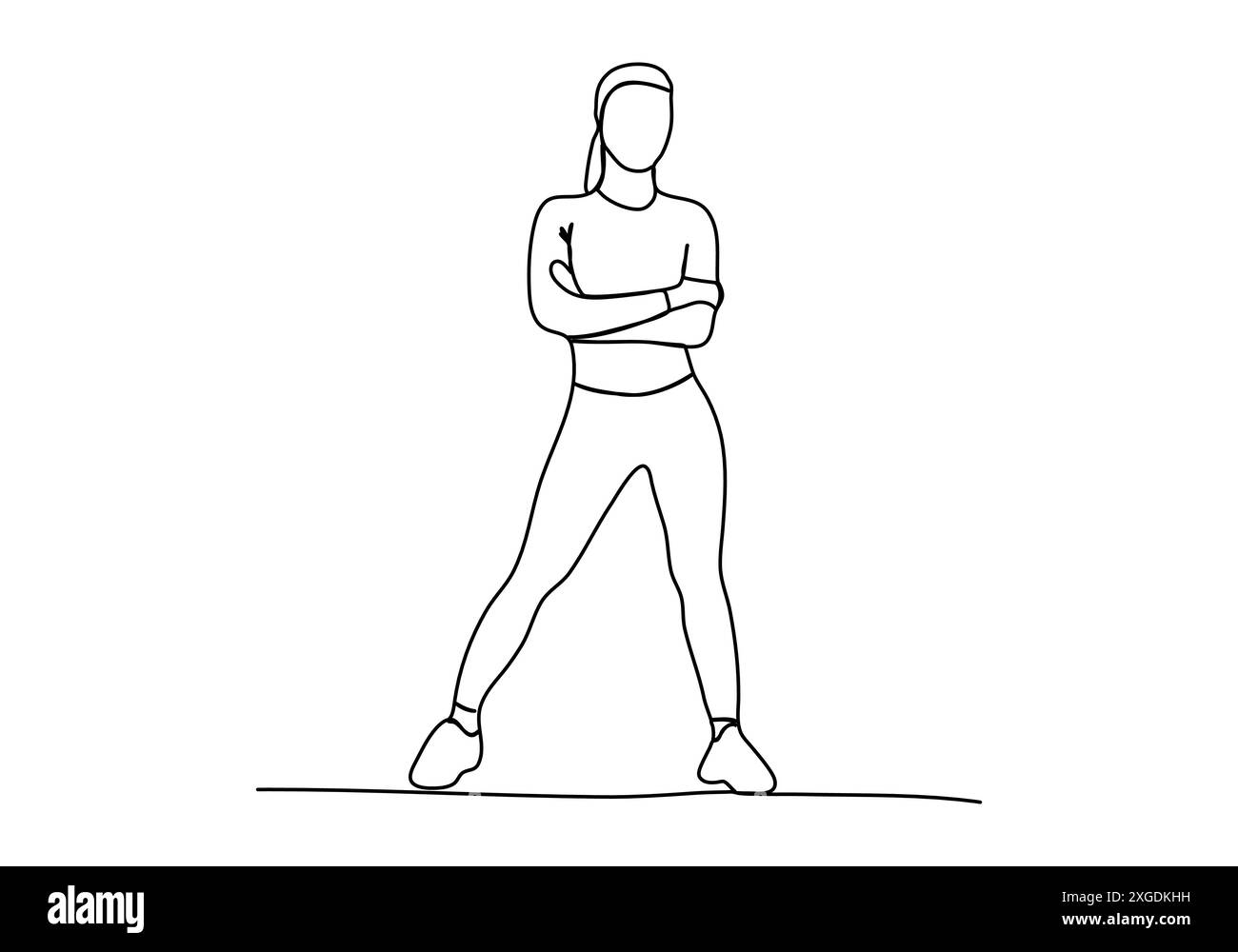 Girl doing sports exercises, one line drawing vector illustration Stock ...