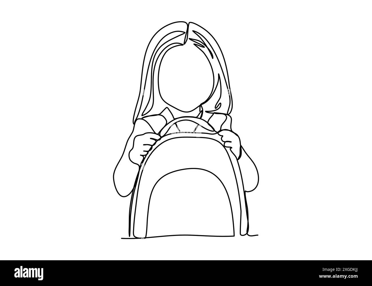 Child in school uniform, one line drawing vector illustration Stock ...