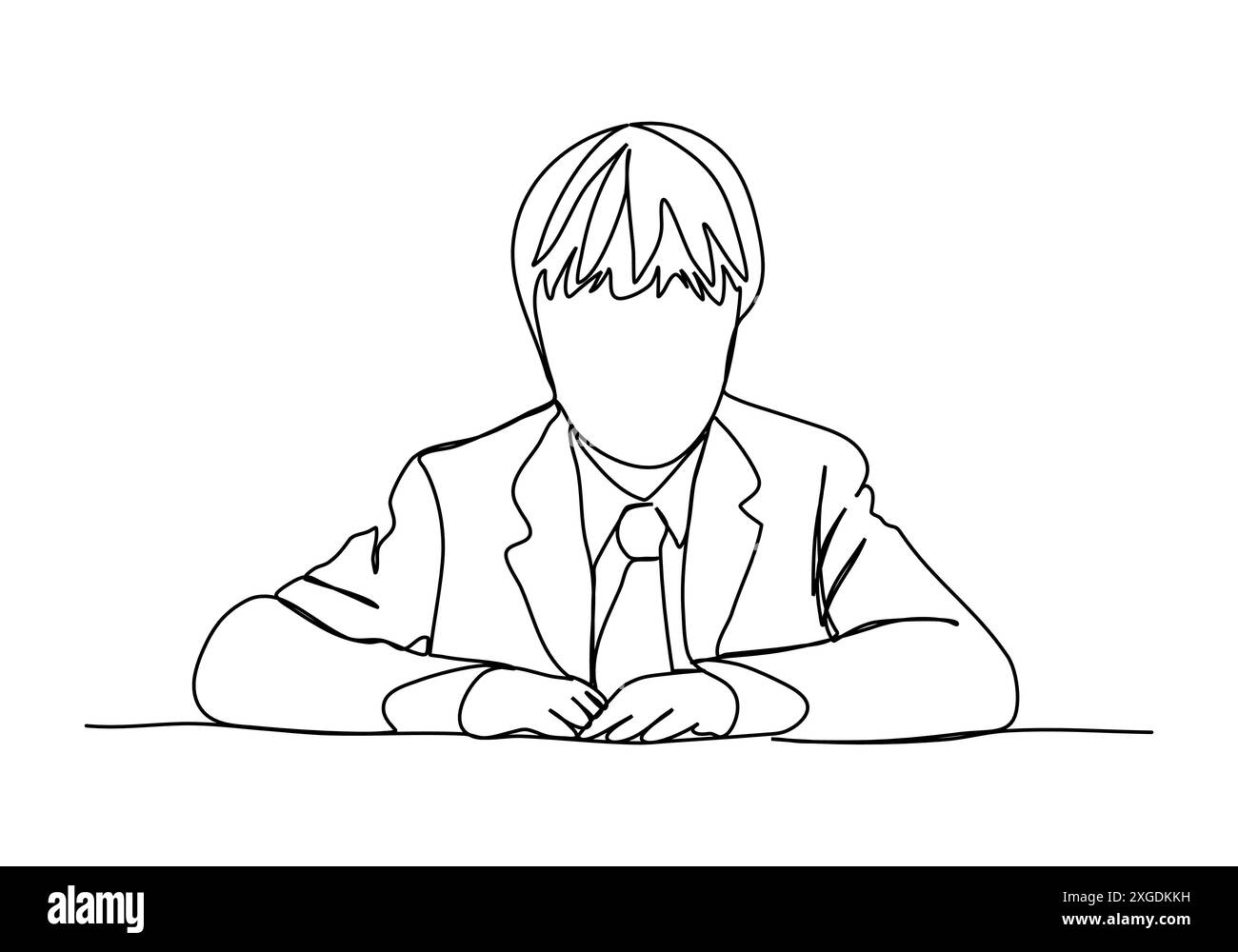 Child in school uniform, one line drawing vector illustration Stock ...