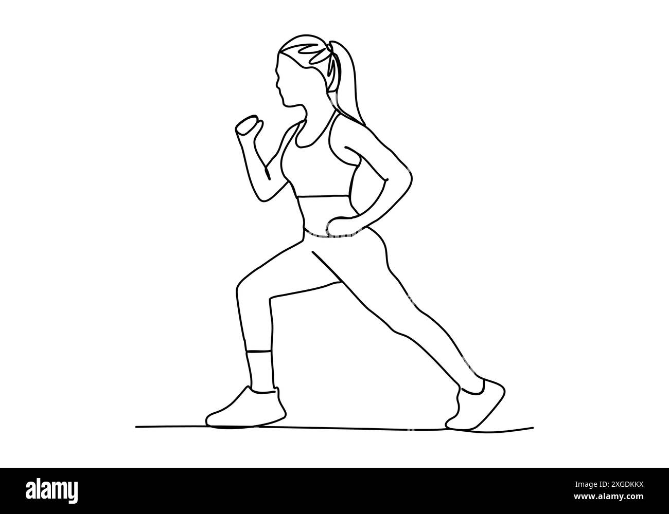 Girl doing sports exercises, one line drawing vector illustration Stock ...
