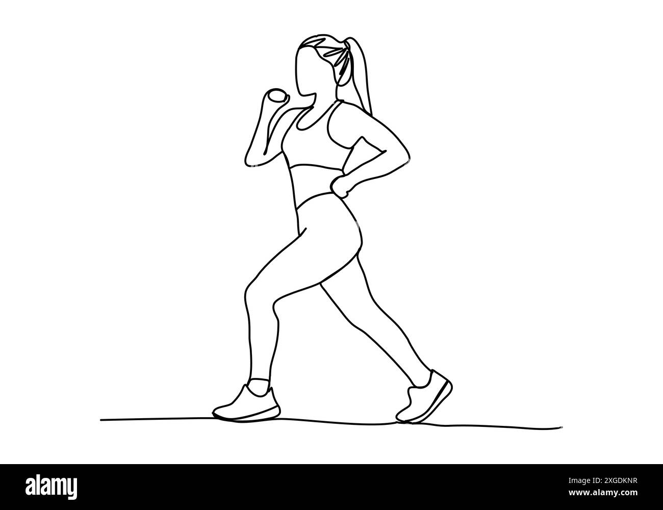 Girl doing sports exercises, one line drawing vector illustration Stock ...
