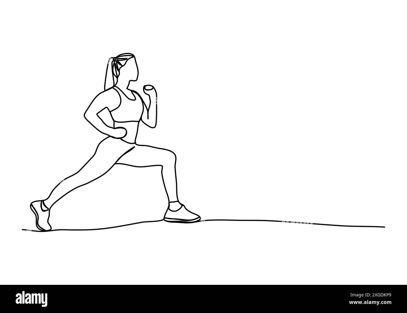 Girl doing sports exercises, one line drawing vector illustration Stock ...