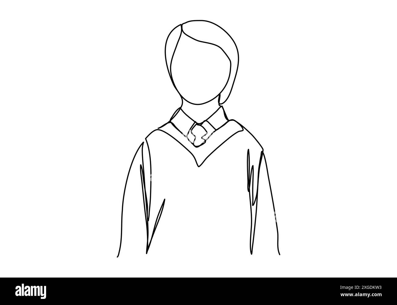 Child in school uniform, one line drawing vector illustration Stock ...