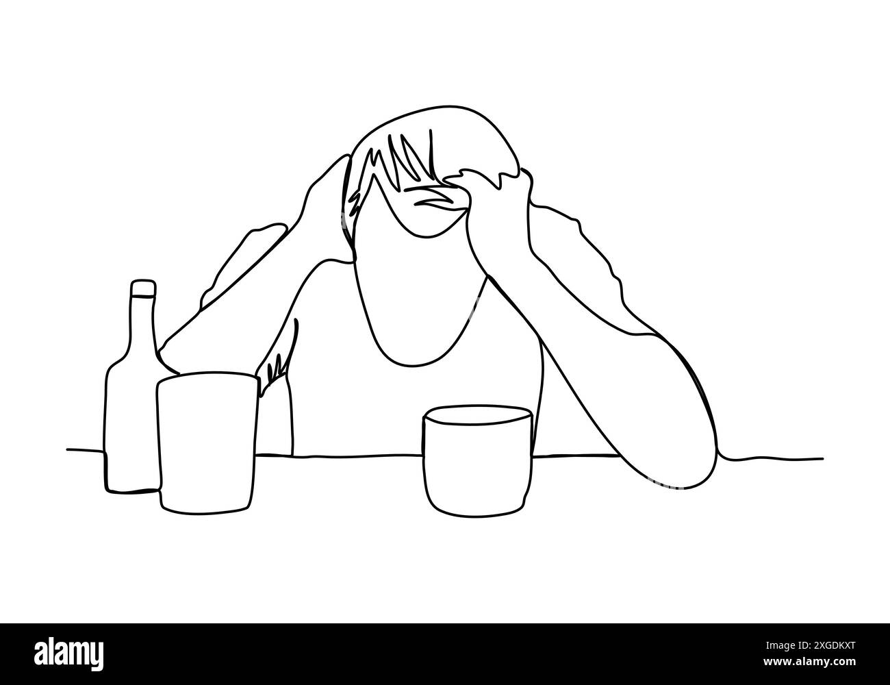 Vector illustration drunk man bottle Black and White Stock Photos ...