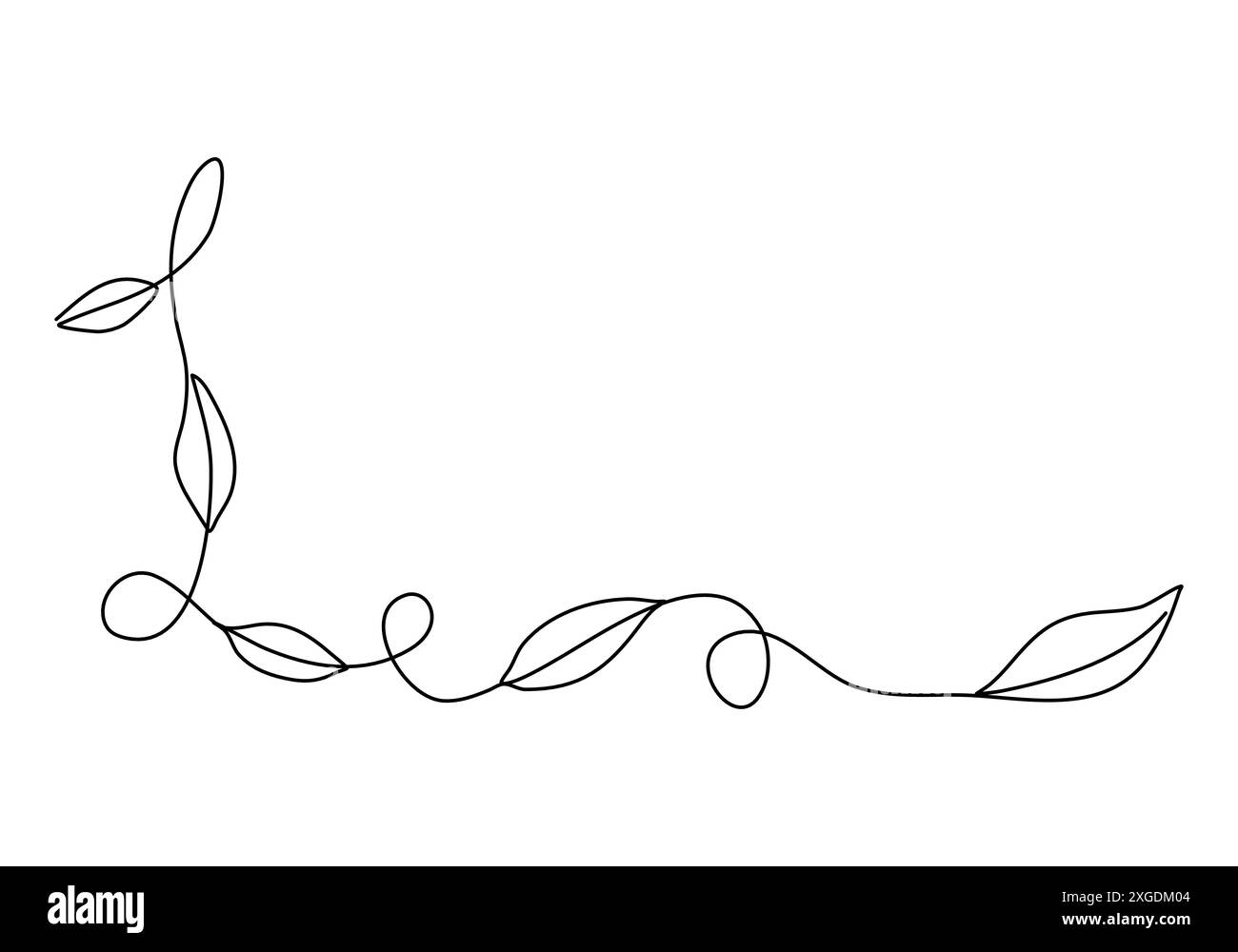 Floral corner frame. One line drawing vector illustration Stock Vector ...