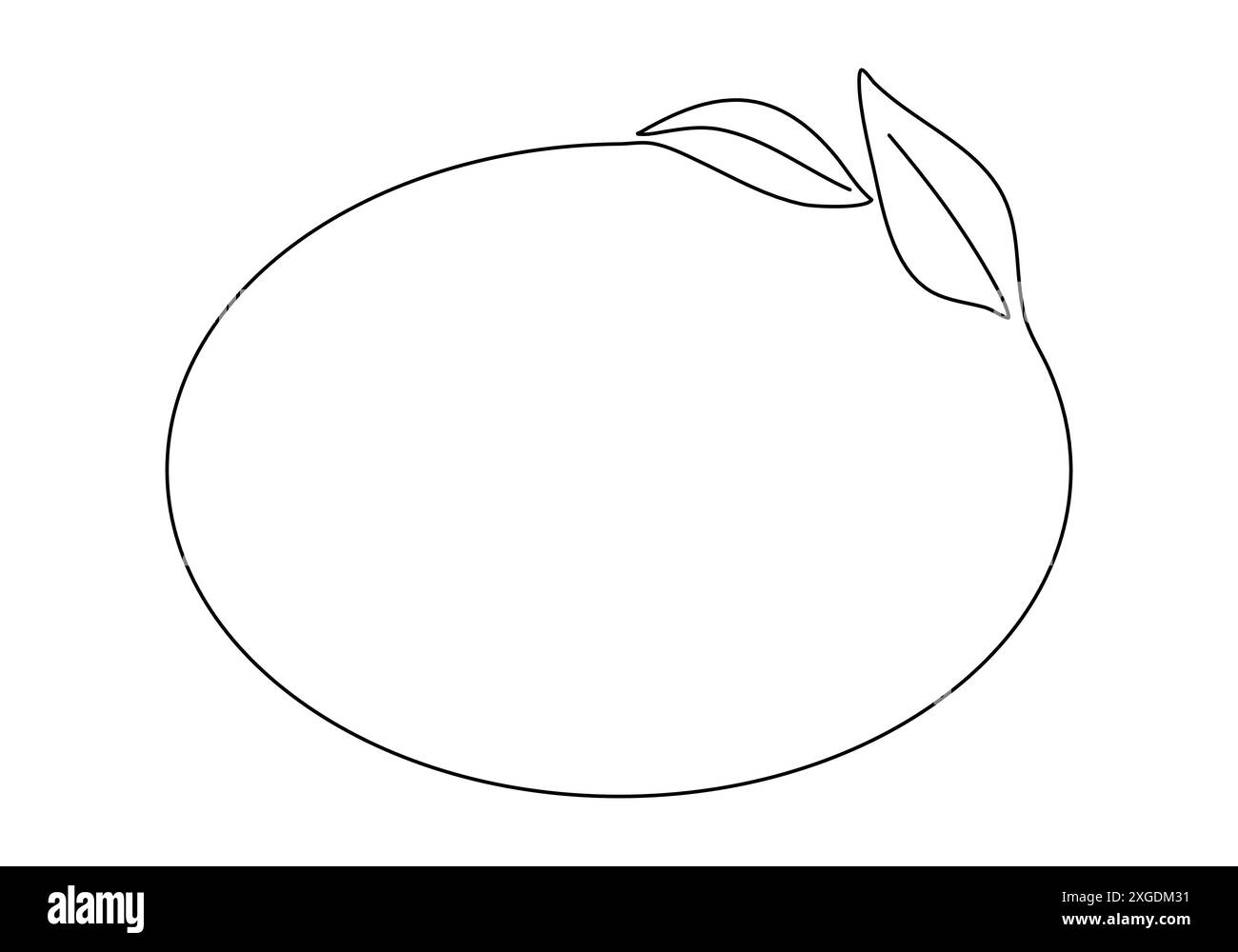 Floral oval frame. One line drawing vector illustration Stock Vector ...