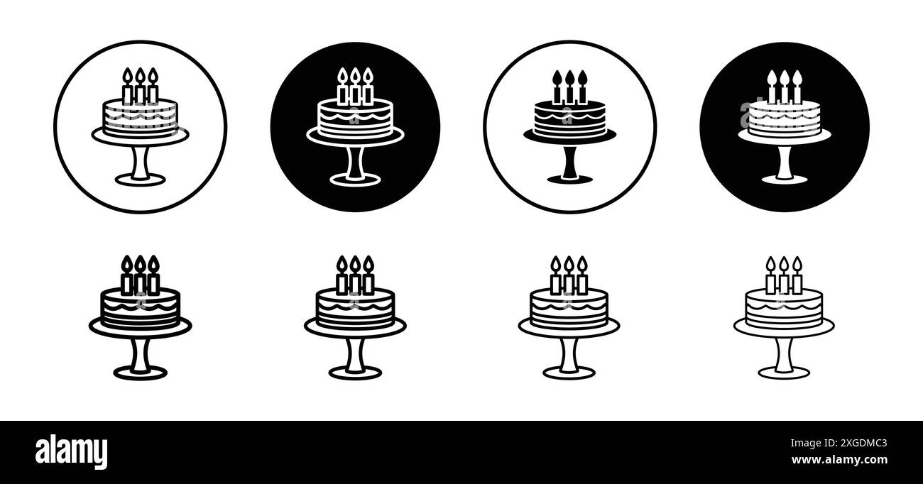 Birthday cake Icon vector logo set collection for web app ui Stock ...