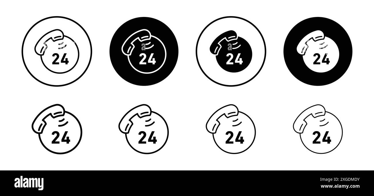 24 7 Emergency call services icon vector logo set collection for web ...