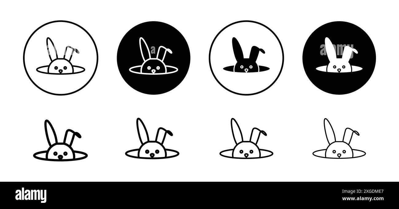 Bunny in hole icon vector logo set collection for web app ui Stock ...