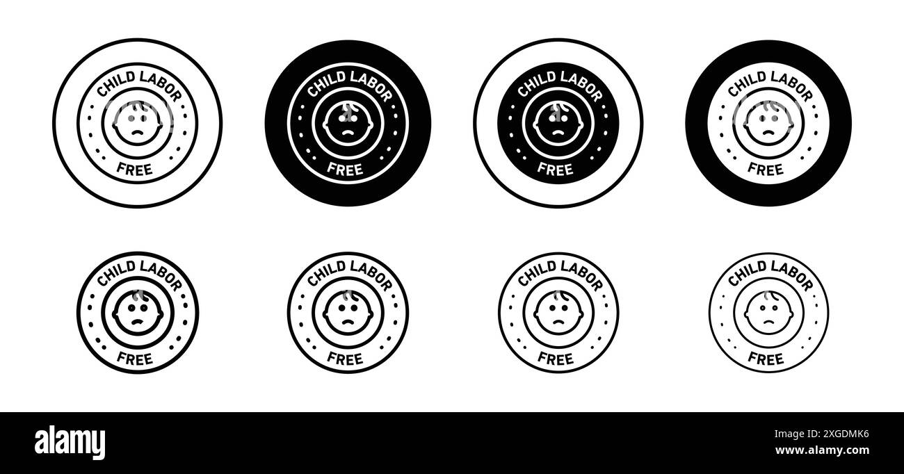 Child labor free icon vector logo set collection for web app ui Stock ...