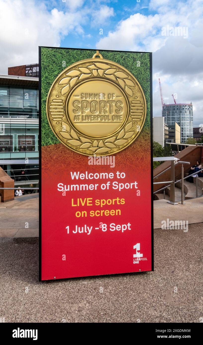 Sign promoting Summer of Sport at Liverpool ONE Stock Photo - Alamy