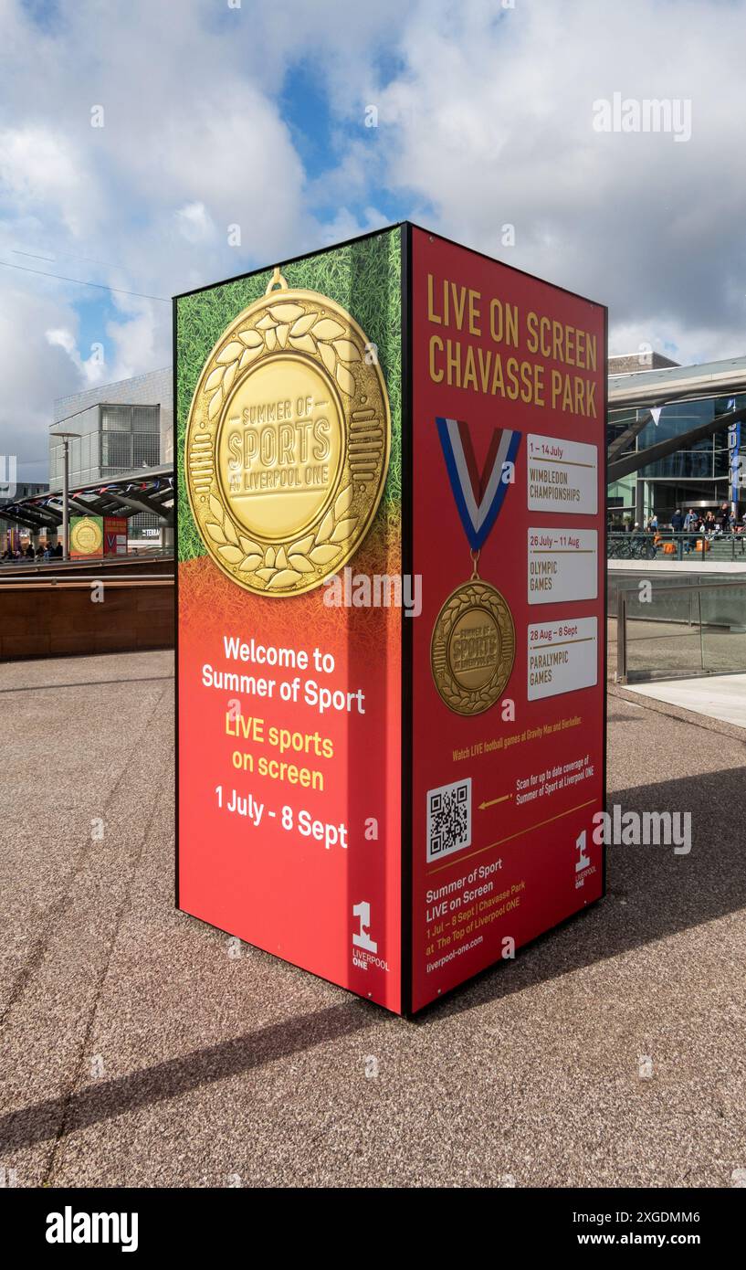 Sign promoting Summer of Sport at Liverpool ONE Stock Photo - Alamy