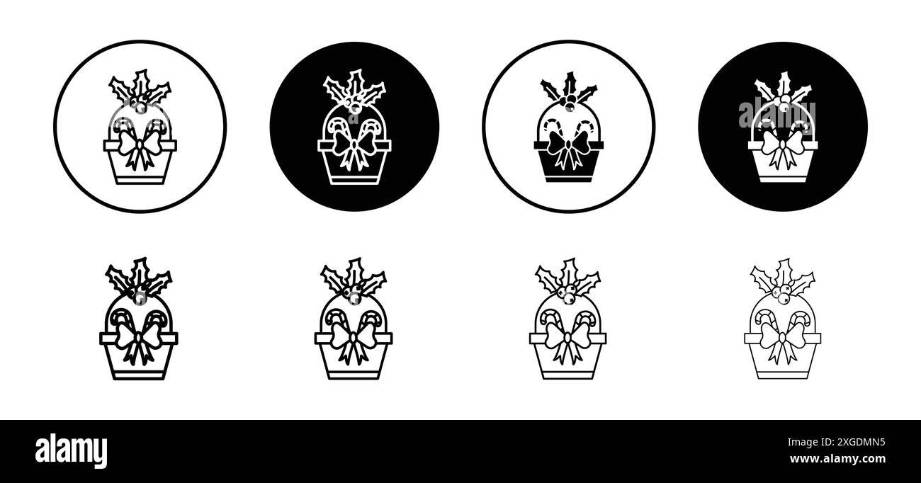 Christmas gift basket icon vector logo set collection for web app ui ...