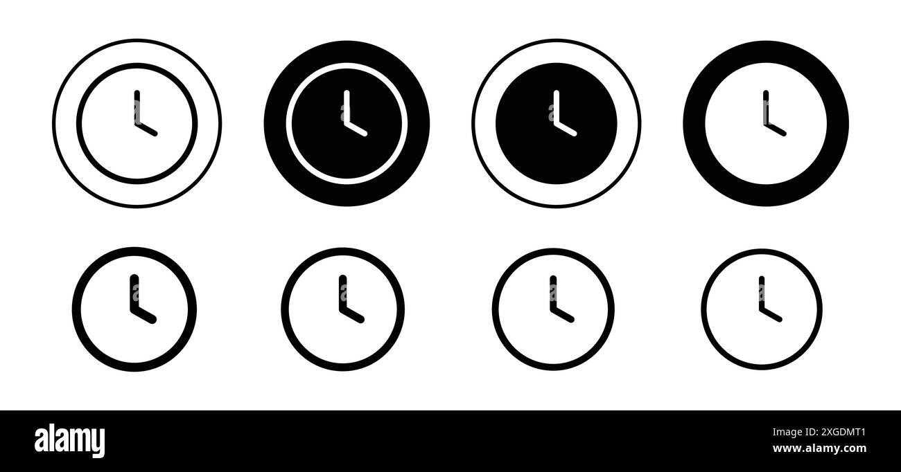 Clock icon vector logo set collection for web app ui Stock Vector Image ...