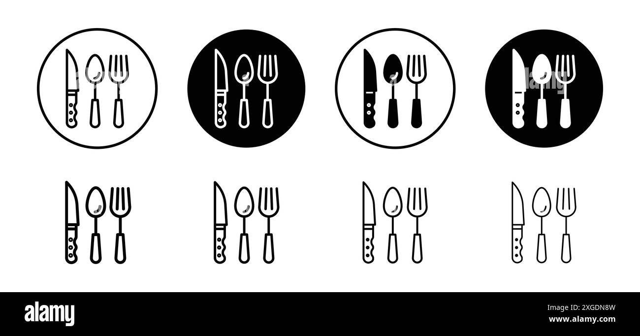 Cutlery icon vector logo set collection for web app ui Stock Vector ...