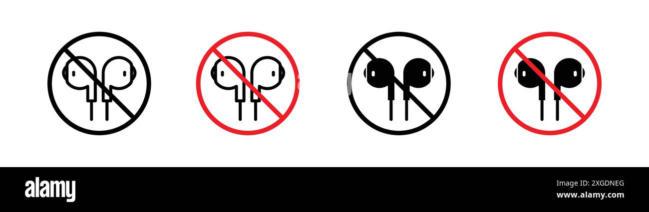Do not use earphone icon vector logo set collection for web app ui ...