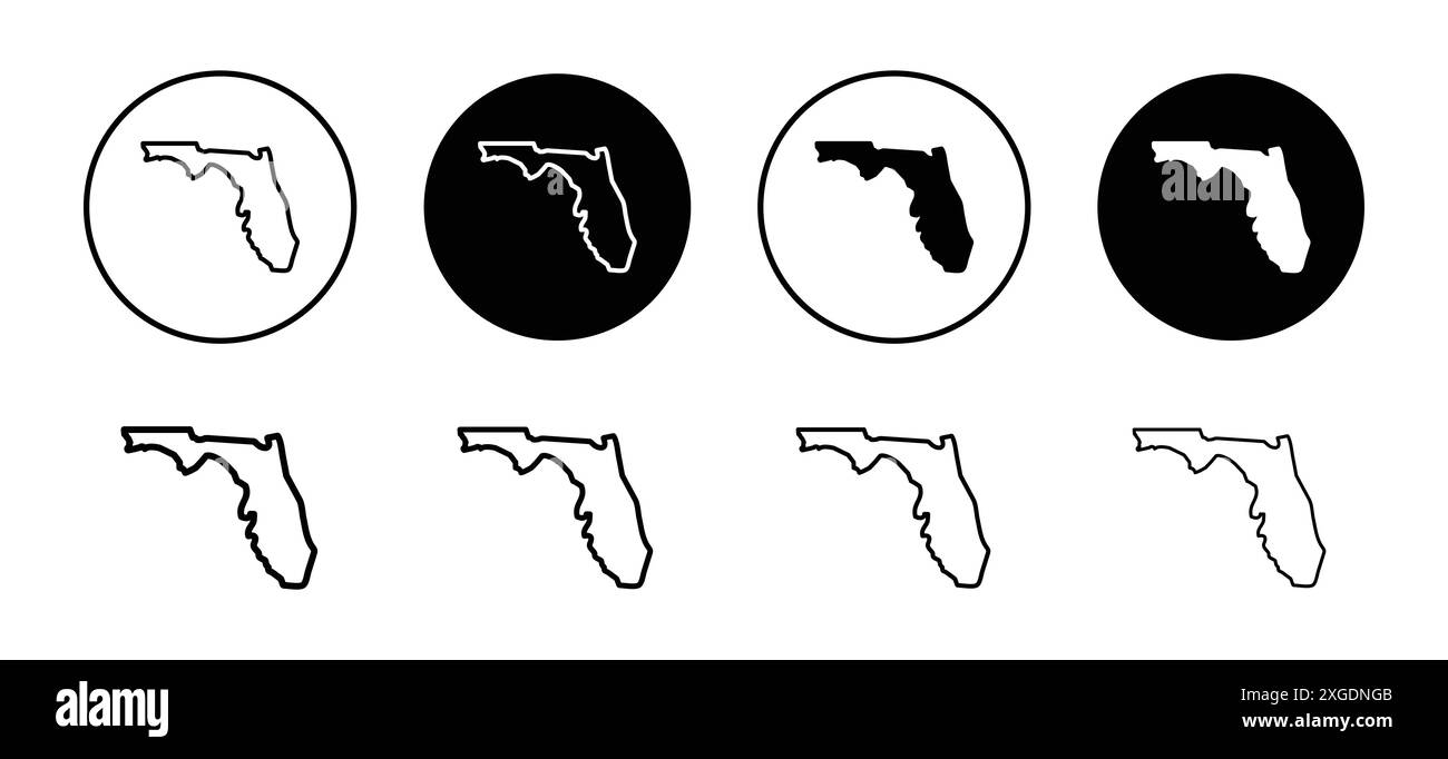 Florida map icon vector logo set collection for web app ui Stock Vector ...
