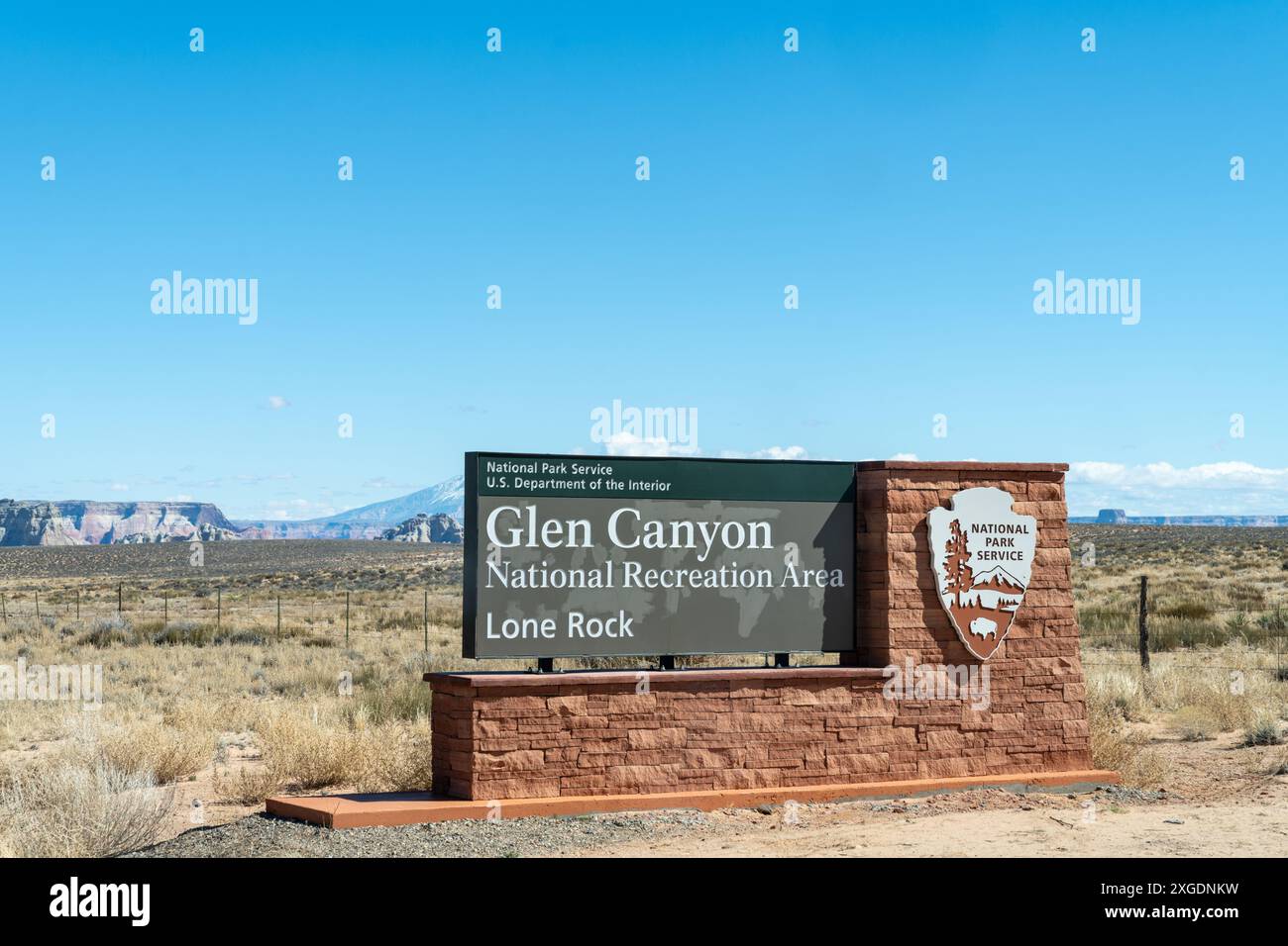 Page, Arizona - March 8, 2024: Welcome sign for Glen Canyon National ...