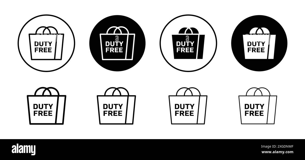 Duty Free Icon Vector Logo Set Collection For Web App Ui Stock Vector