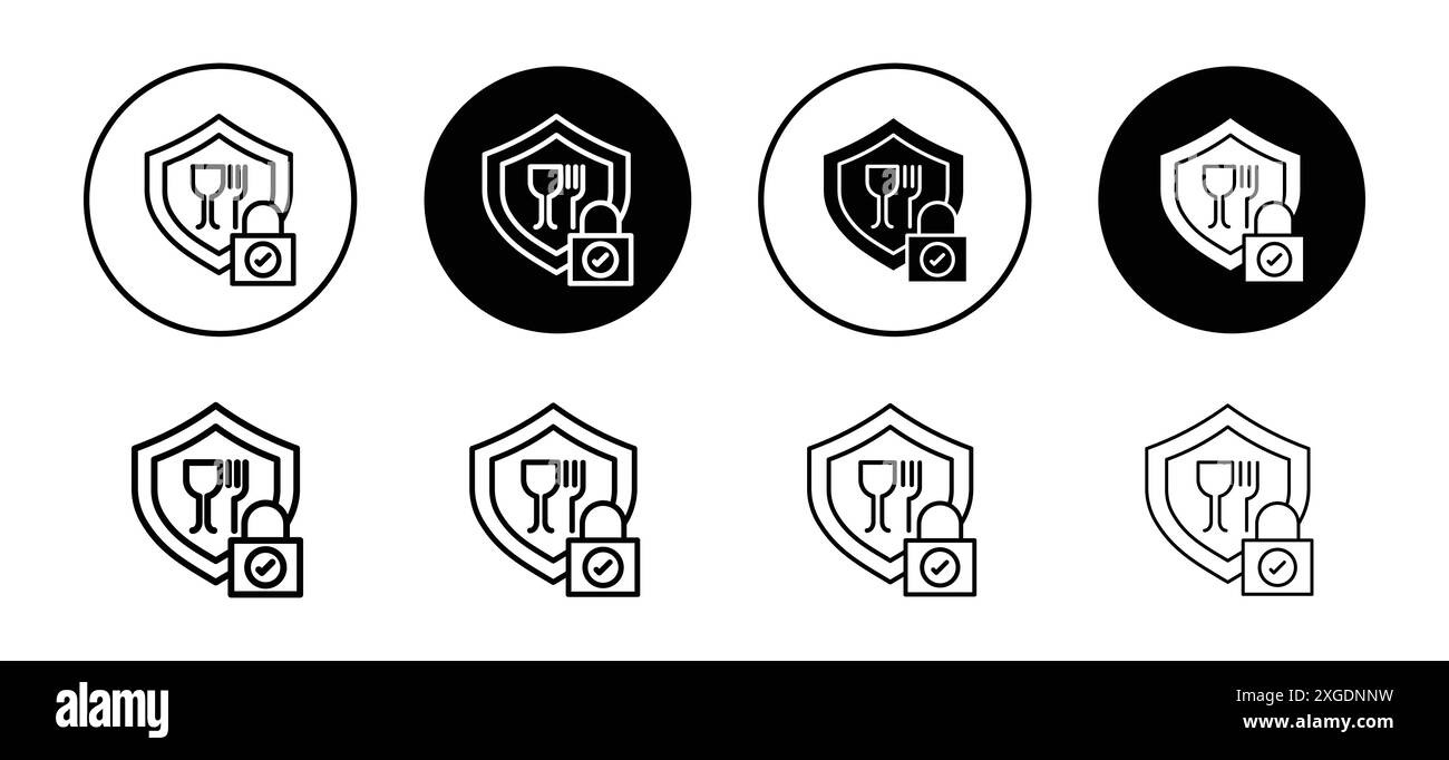 Food Security Lock Icon Vector Logo Set Collection For Web App Ui Stock