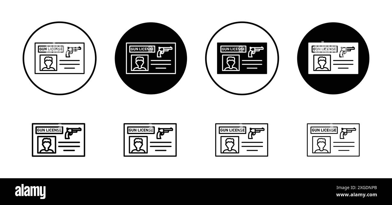 Gun License Icon Vector Logo Set Collection For Web App Ui Stock Vector