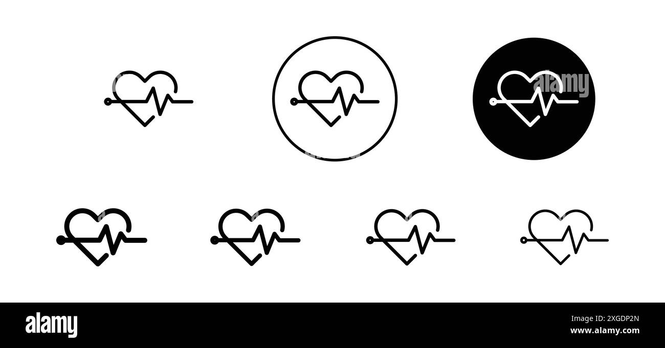 Heart rate pulse icon vector logo set collection for web app ui Stock Vector Image & Art - Alamy