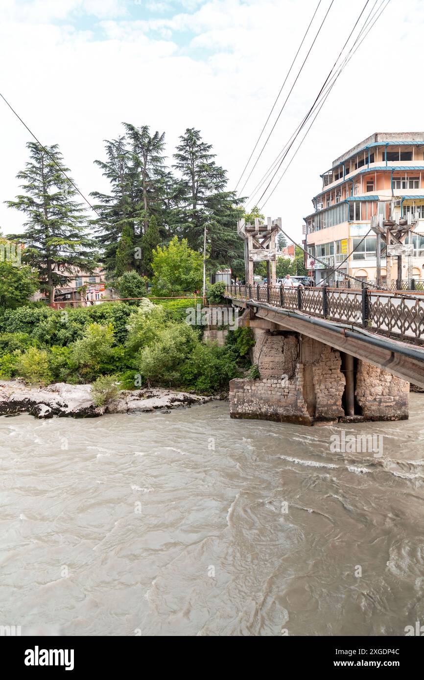 Kutaisi, Georgia - June 15, 2024: The Chain Bridge is the oldest bridge ...
