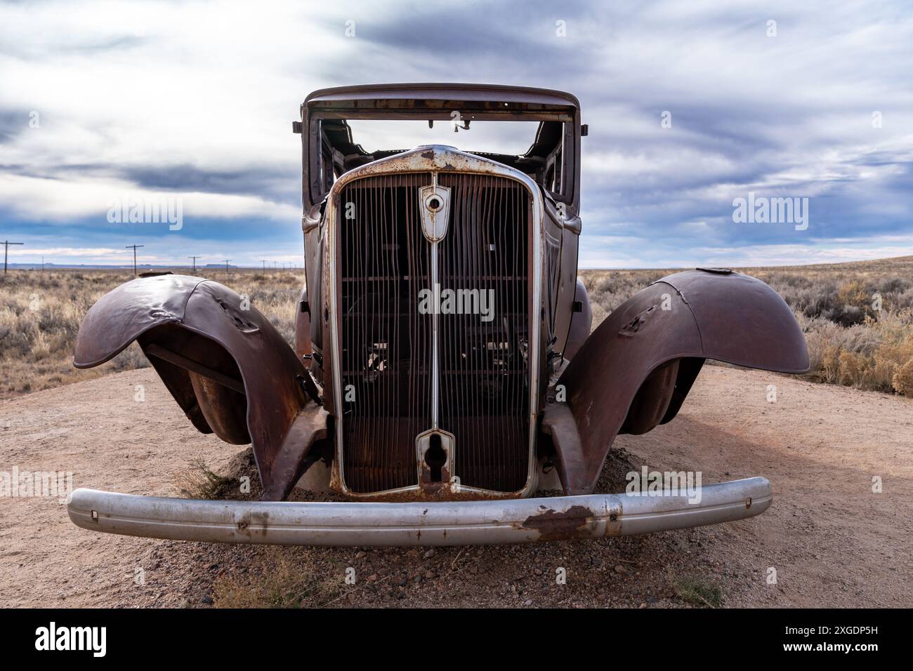 The old rusted Studebaker Landmark car that marks the start of the ...