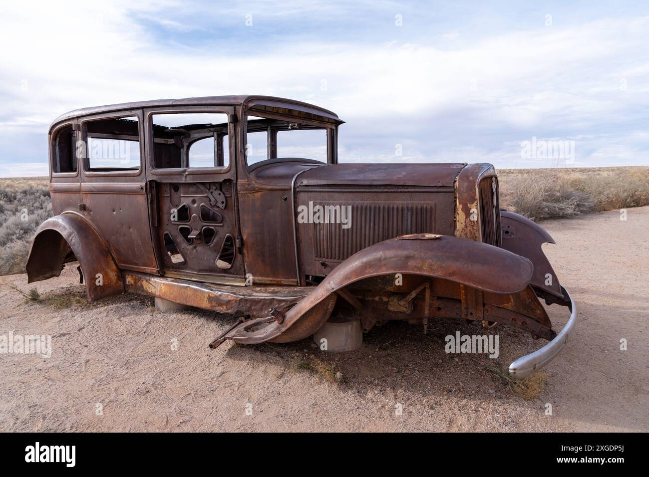The old rusted Studebaker Landmark car that marks the start of the ...