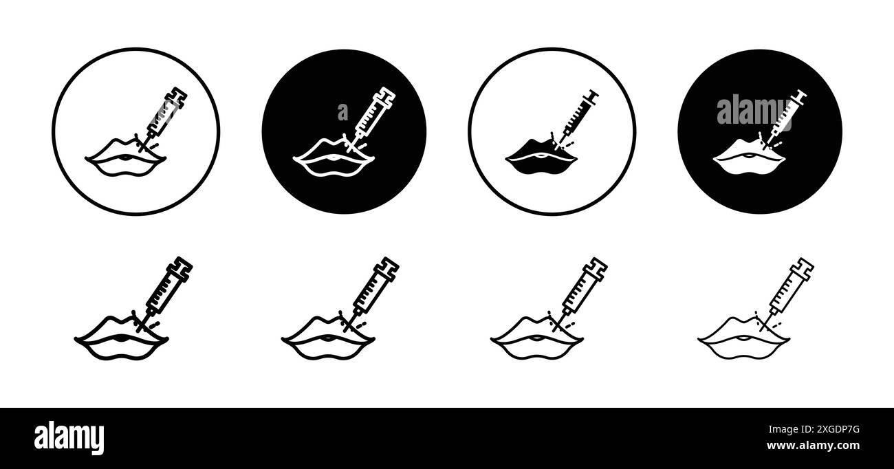 Hyaluronic acid lips injection icon vector logo set collection for web ...