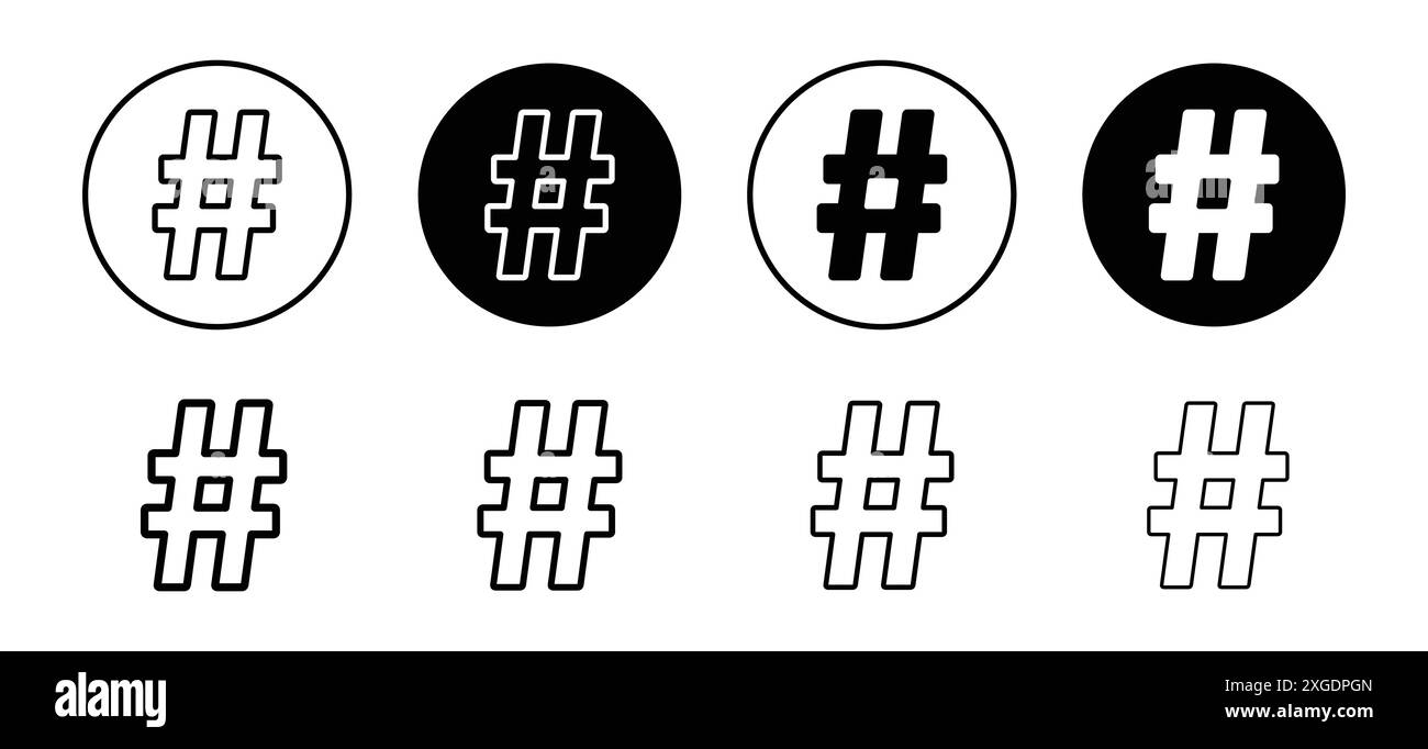 Hashtag icon Black and White Stock Photos & Images - Alamy