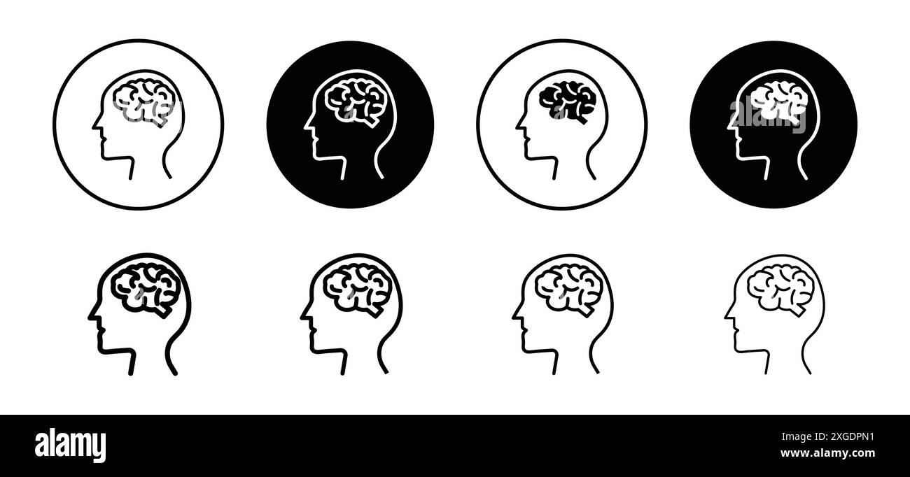 Human head with the brain icon vector logo set collection for web app ...