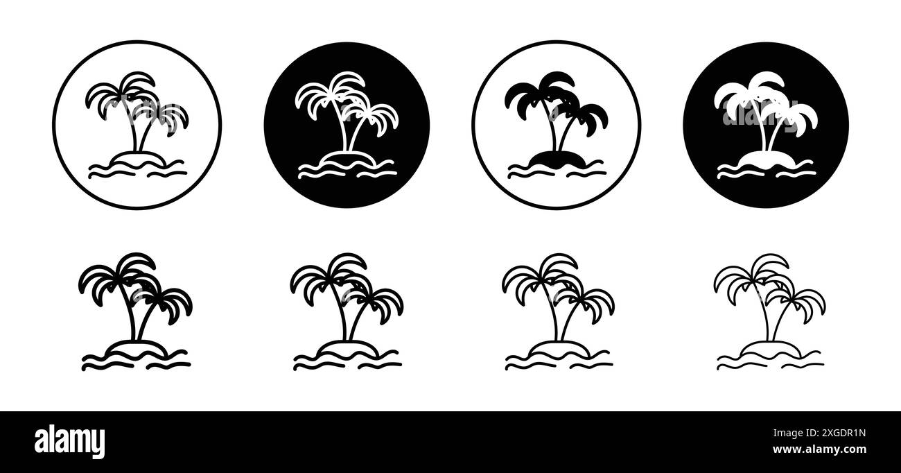 Palms on island icon vector logo set collection for web app ui Stock ...