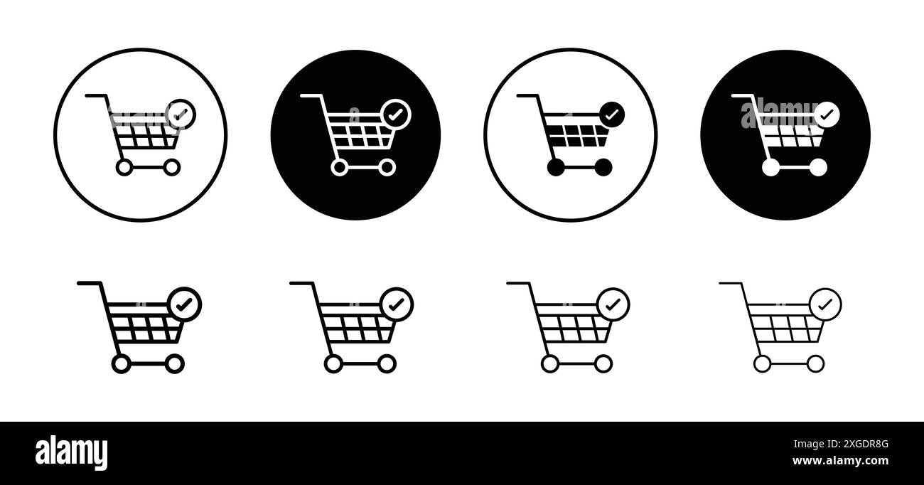 Shopping cart and check mark icon vector logo set collection for web ...