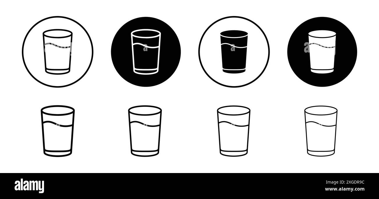 water glass icon (2) vector logo set collection for web app ui Stock ...