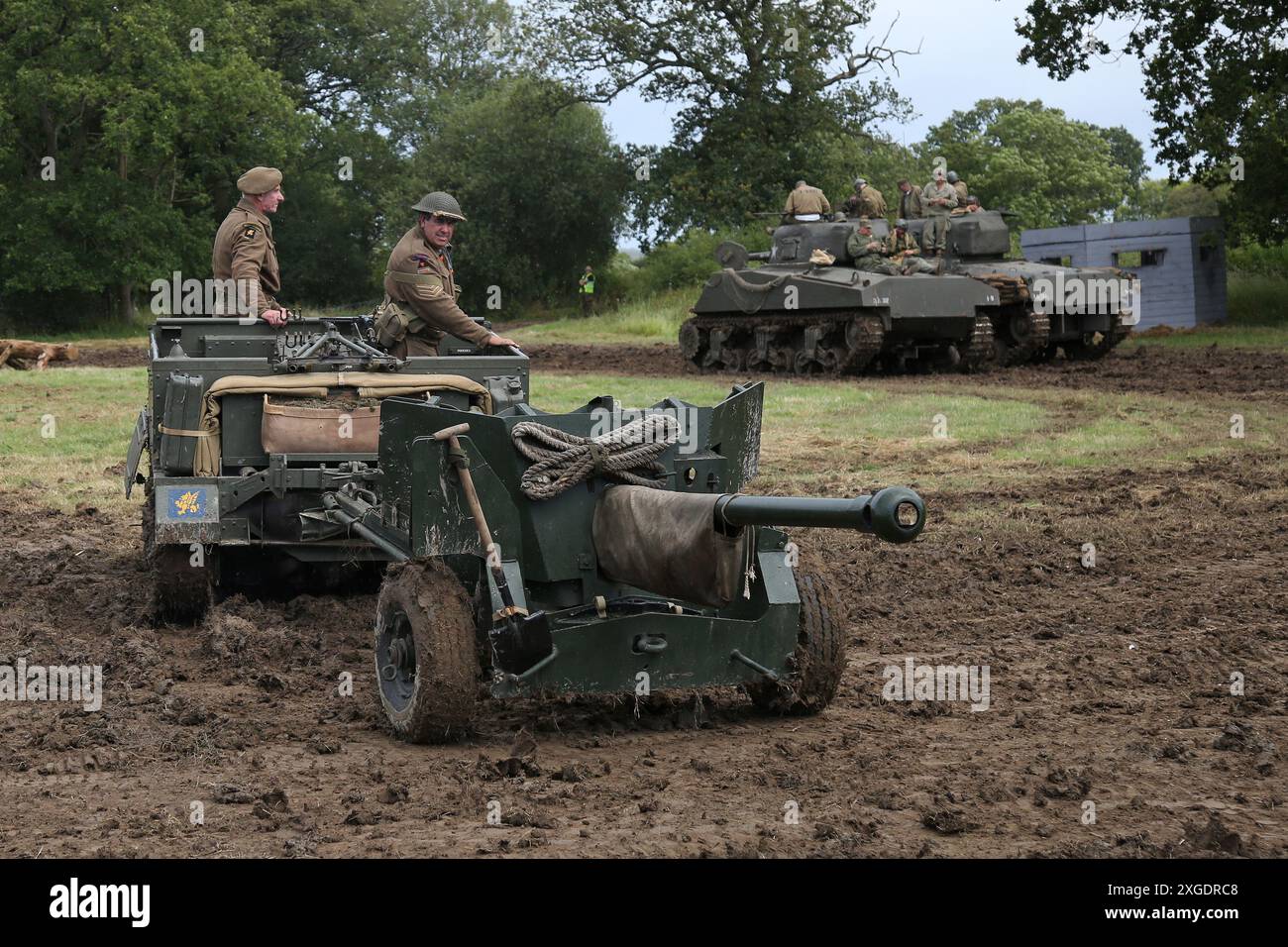 World War II Universal Carrier towing a 6 Pounder Anti Tank Gun Stock ...