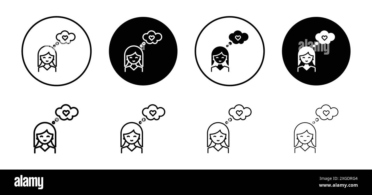 Woman In Love Icon Vector Logo Set Collection For Web App Ui Stock