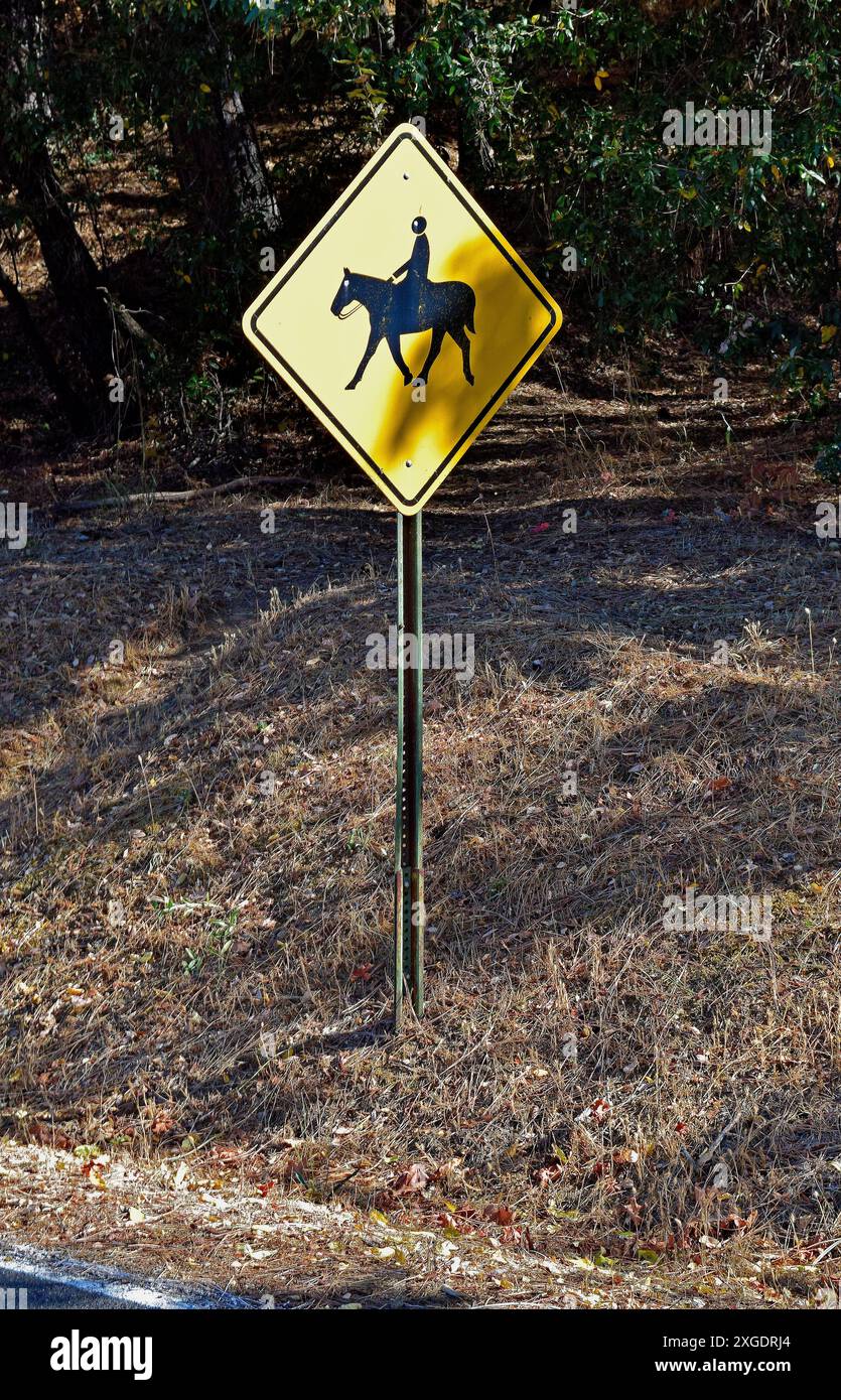 equestrians crossing traffic sign in California Stock Photo - Alamy