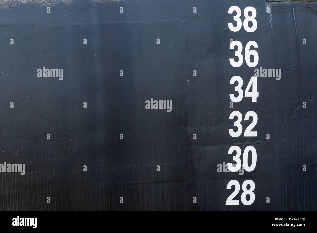 Weight depth markings on hull of sub marine vessle Stock Photo - Alamy