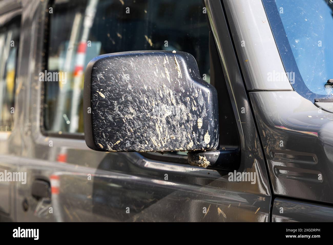 Car side mirror splashed with mud after off road use Stock Photo - Alamy