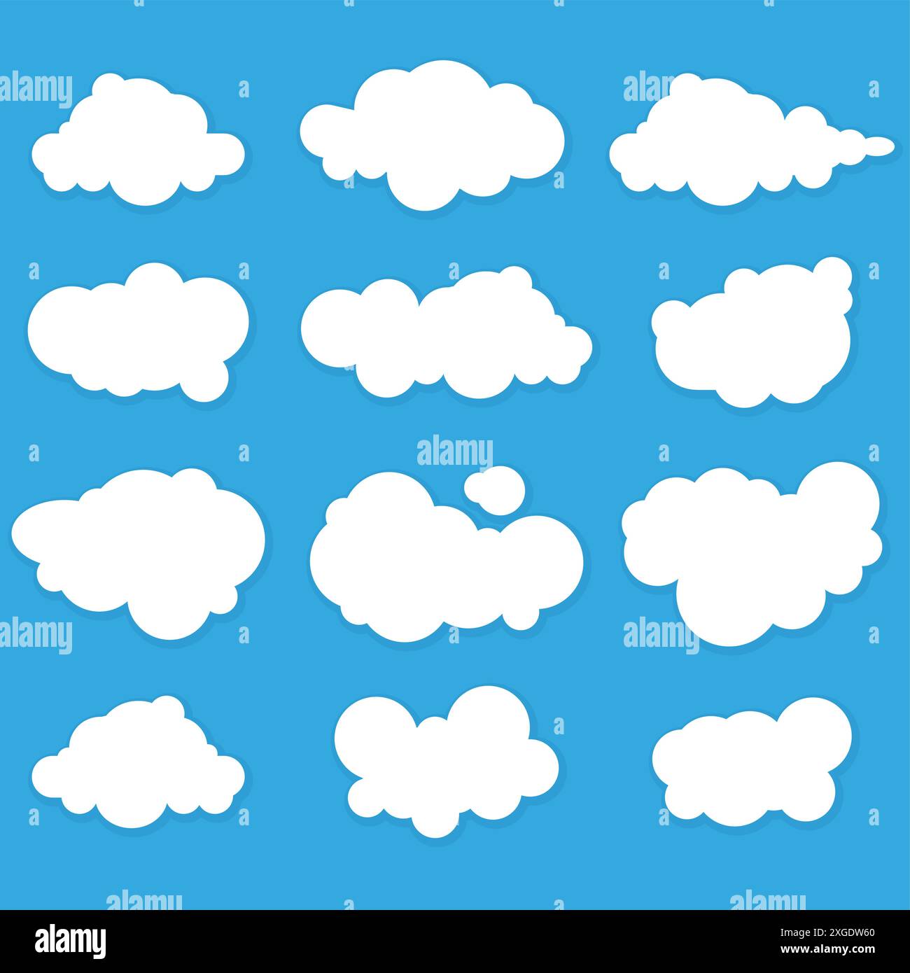 Set of clouds in blue sky or fluffy cloud icons Stock Vector Image ...