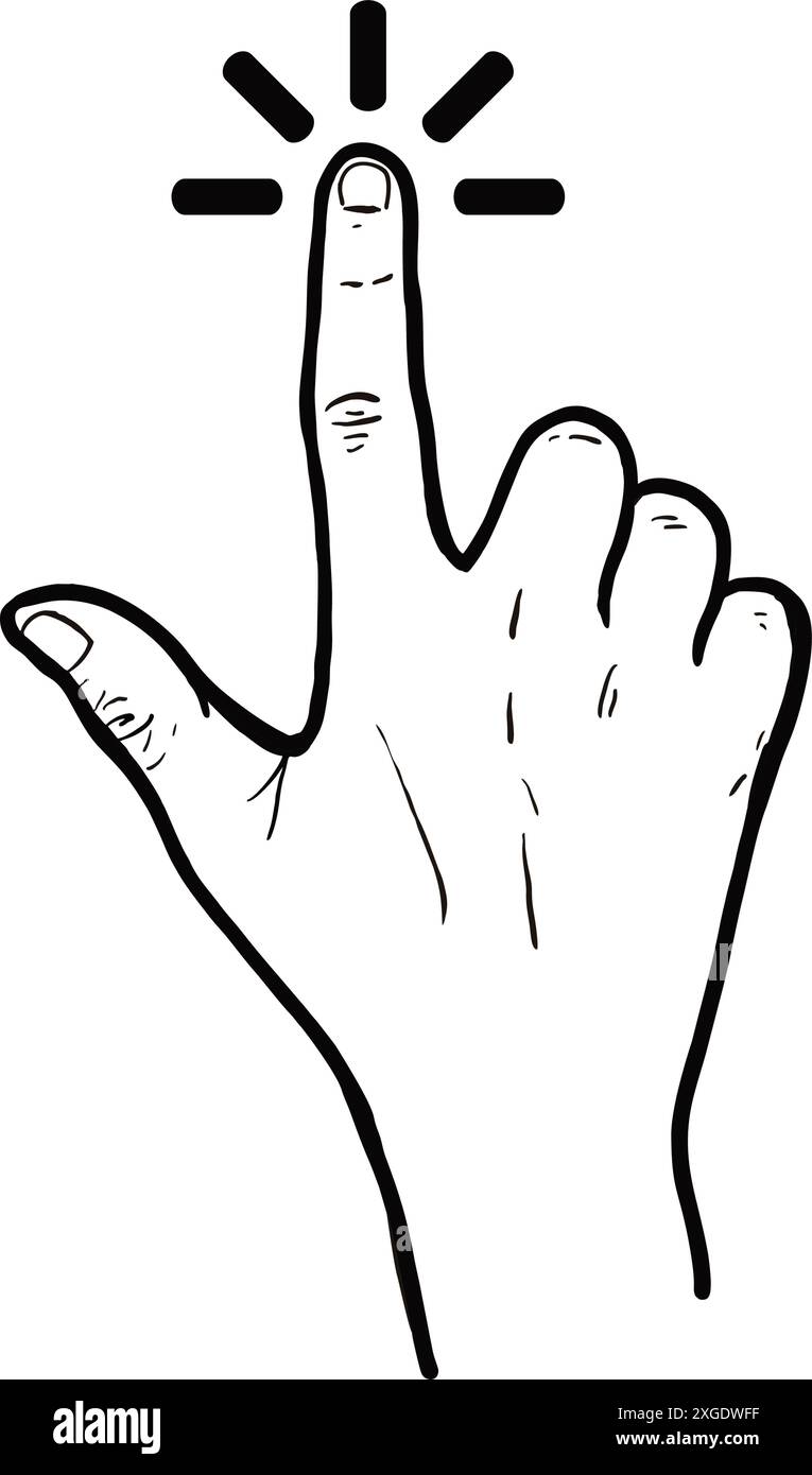 Hand with pointing index finger isolated vector icon. Touch, point or ...