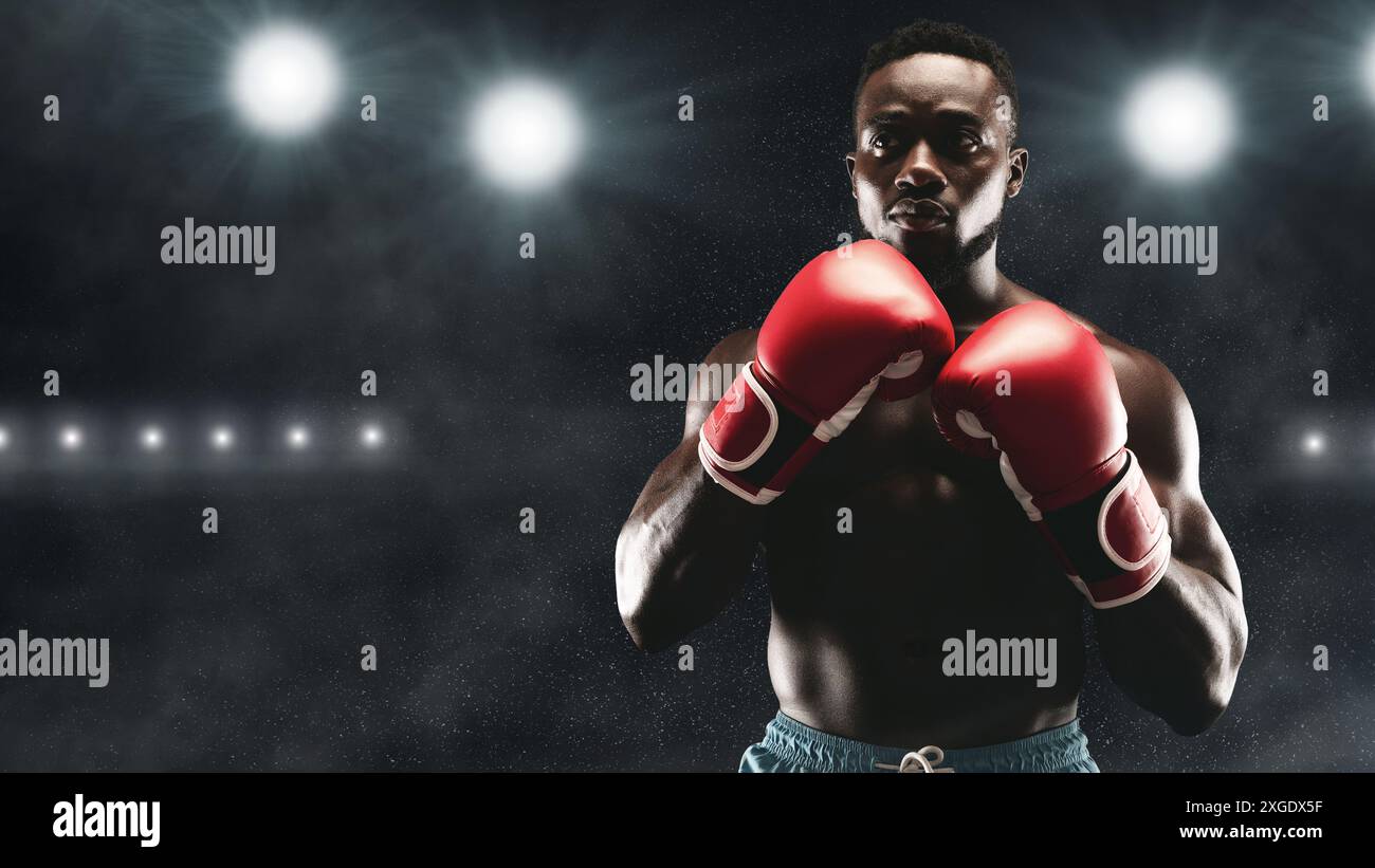 Boxer Ready in the Ring Stock Photo - Alamy